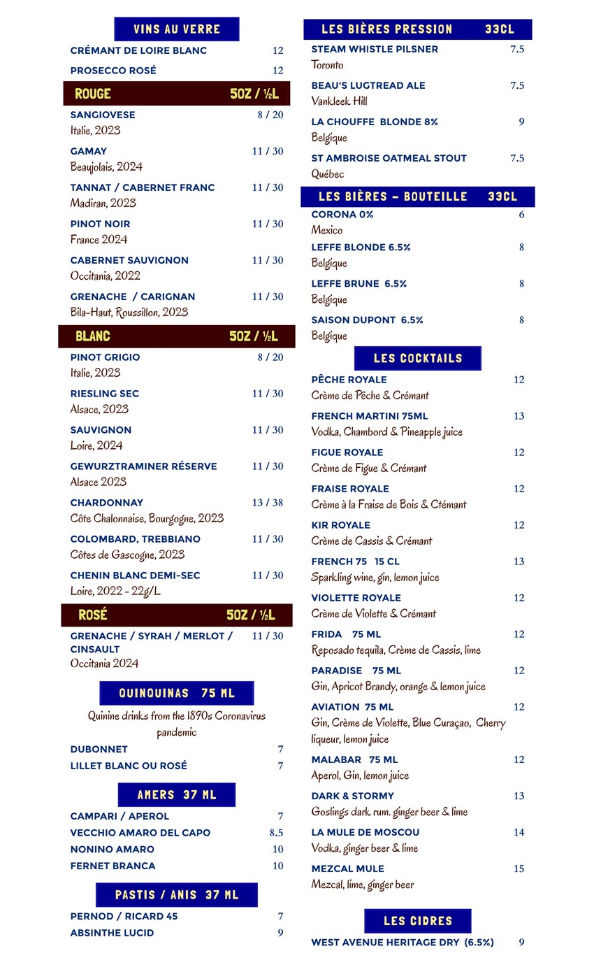 Dinner Menu Dinner Menu