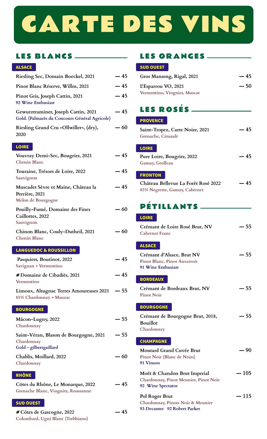 Carte de Vins